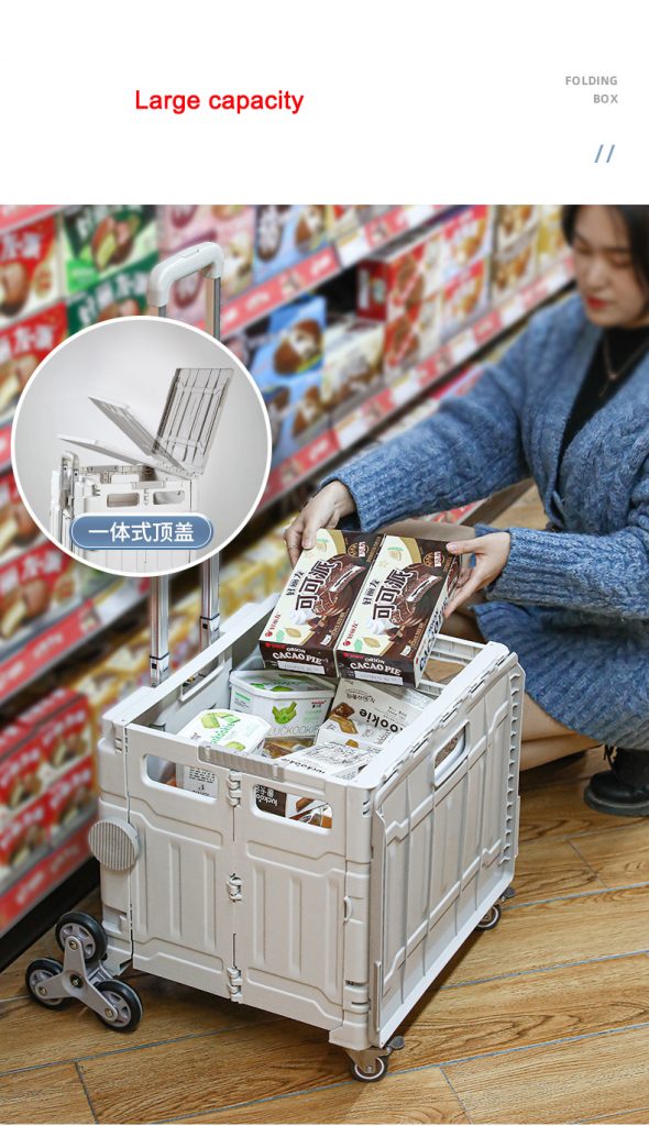 Rolling storage crate with handle, Rolling Foldable Plastic Crate Wholesale